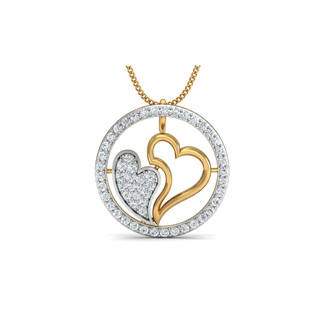 Nidal Jewels | Dual Hearts Gold and Diamond Pendant Set